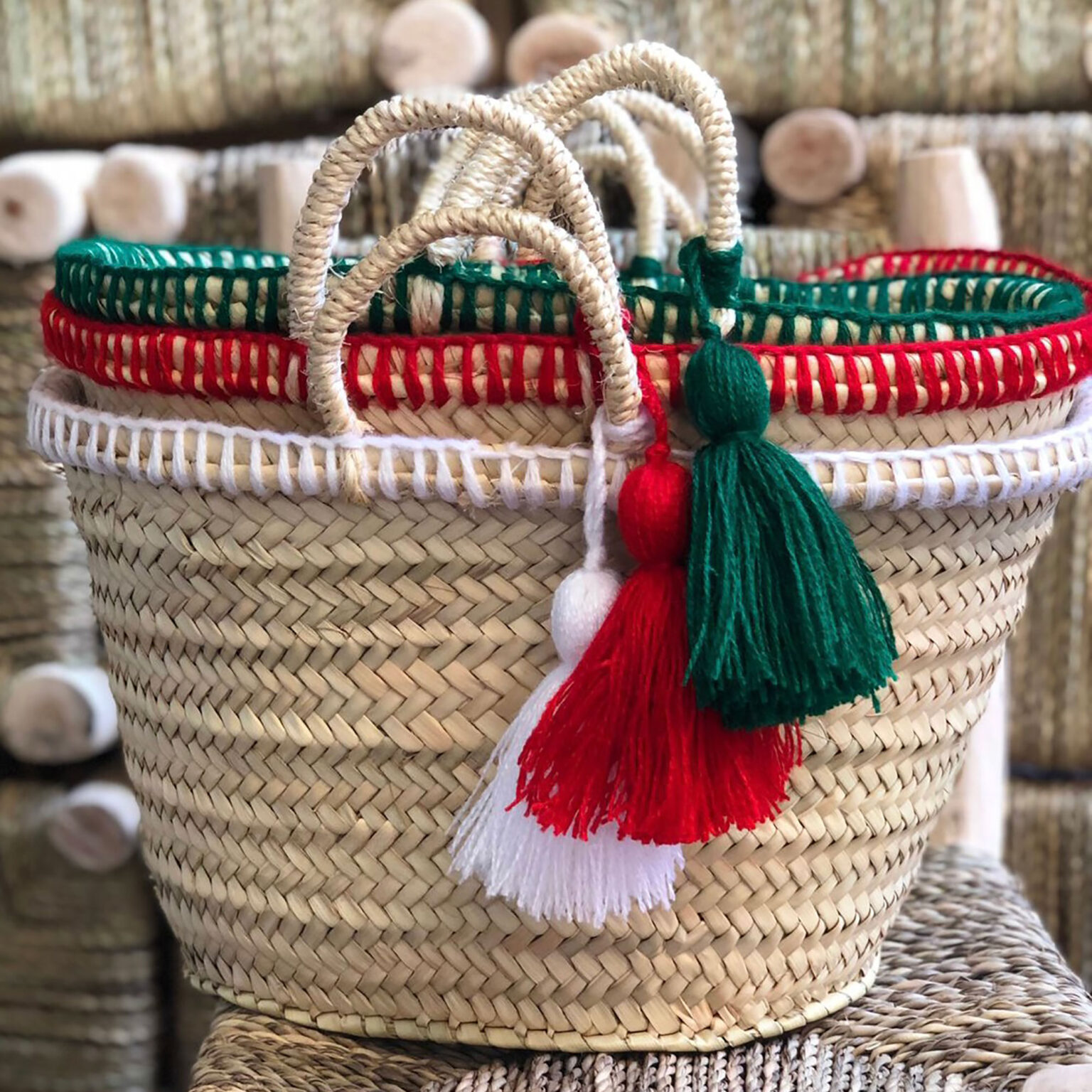 Sale - Little Wool Tassel Basket - BasketBasket