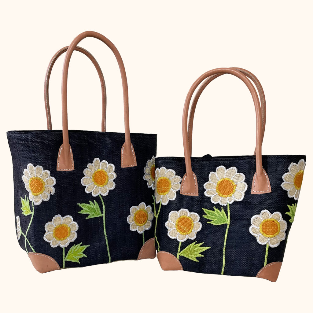 Set of 2 Daisy Tote Bags - BasketBasket